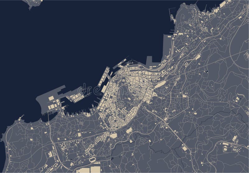 Map of the City of Vigo, Spain Stock Illustration - Illustration of ...