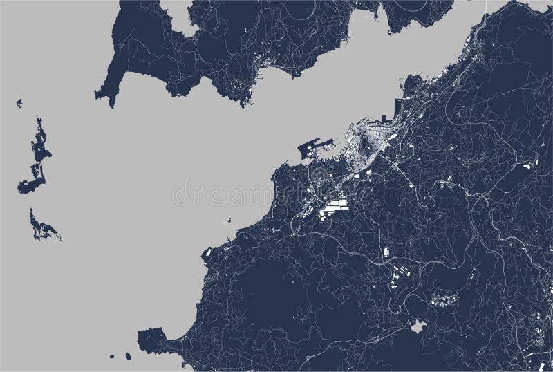 Map of the City of Vigo, Spain Stock Vector - Illustration of simple ...