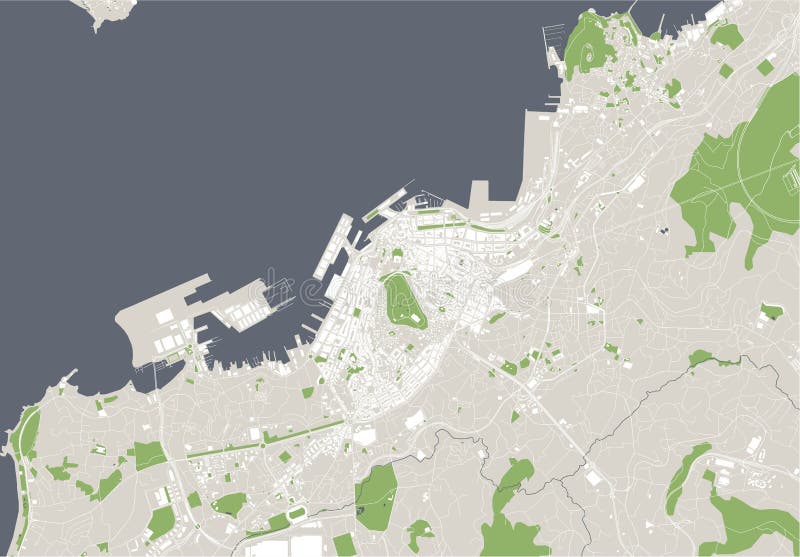 Map of the City of Vigo, Spain Stock Illustration - Illustration of ...