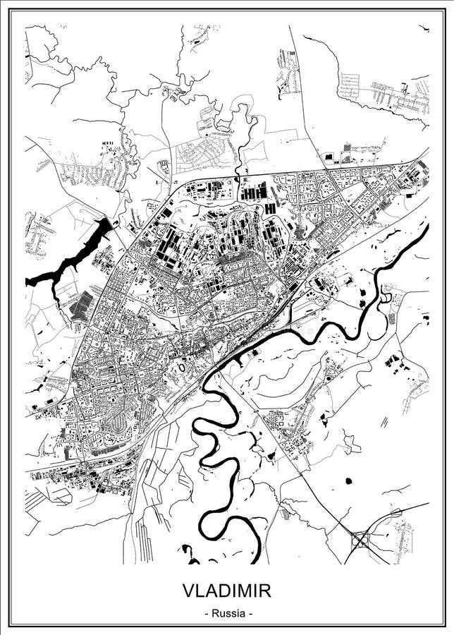 Map of the City of Vladimir, Russia Stock Illustration - Illustration ...