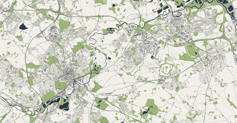 Map of the City of Wakefield, England, UK Stock Photo - Image of ...
