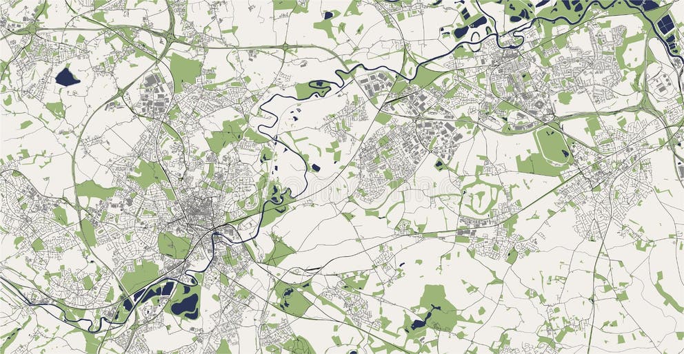 Map of the City of Wakefield, England, UK Stock Photo - Image of ...