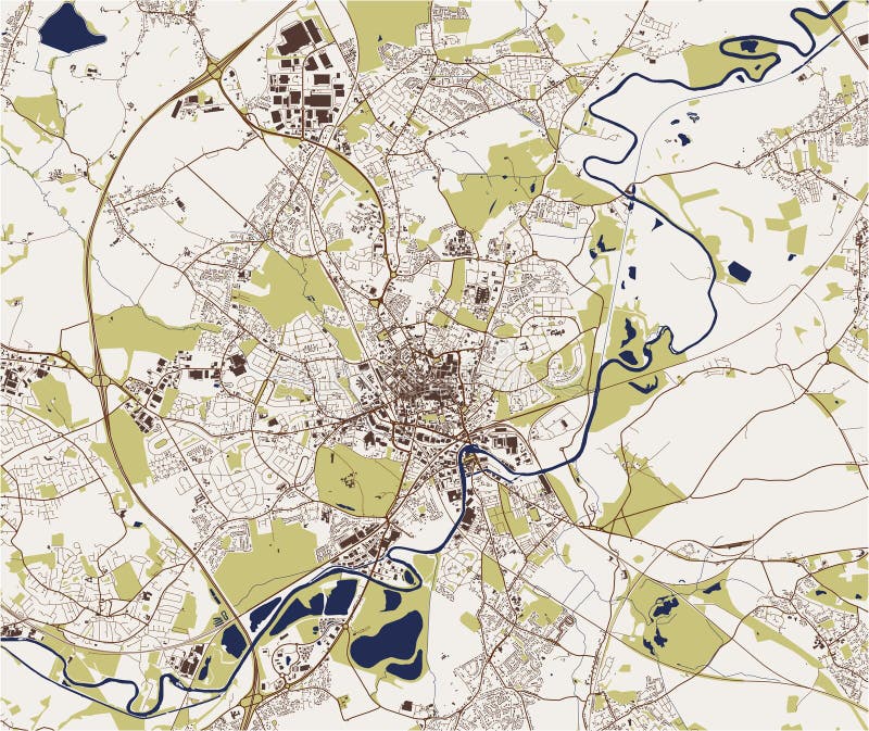 Map of the City of Wakefield, England, UK Stock Illustration ...