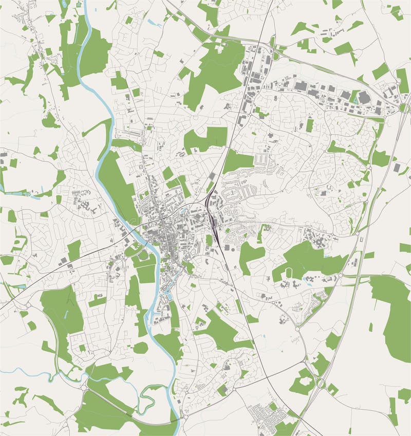 Map of the City of Worcester, Worcestershire, West Midlands, England ...