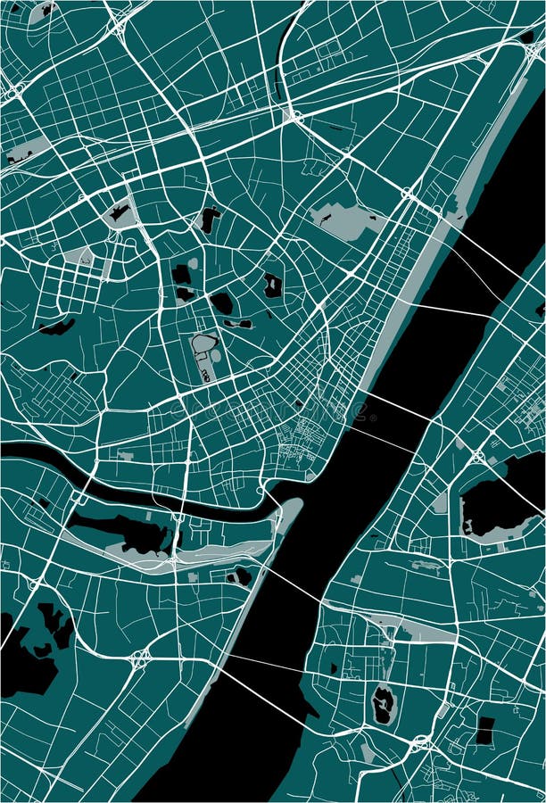 Map of the City of Wuhan, China Stock Illustration - Illustration of ...
