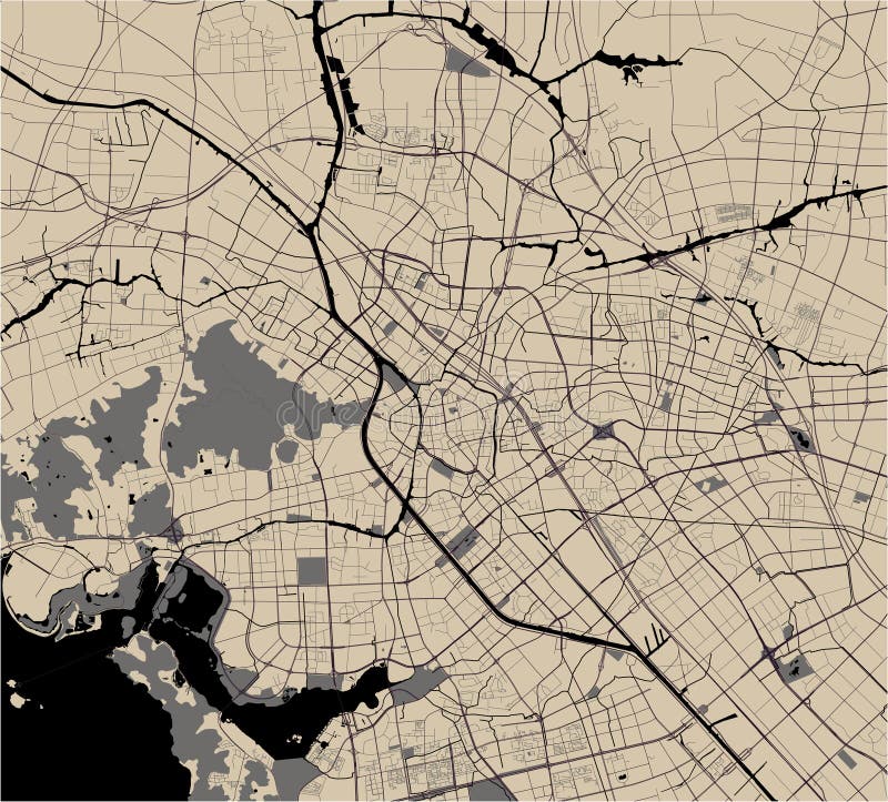 Map of the City of Wuxi, China Stock Illustration - Illustration of ...