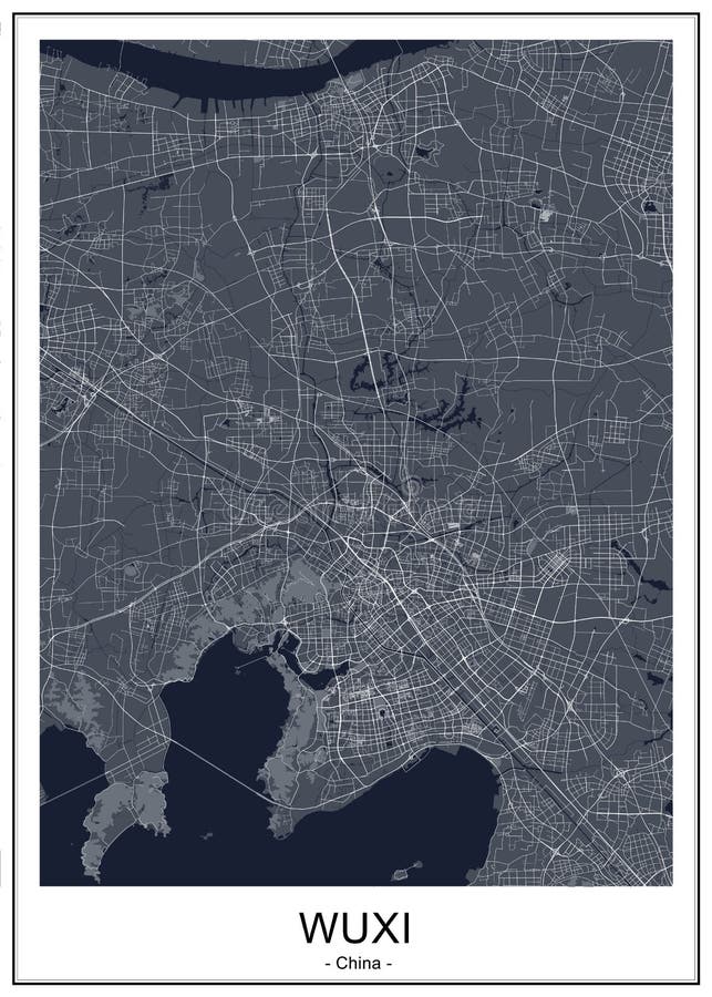 Map of the City of Wuxi, China Stock Illustration - Illustration of ...