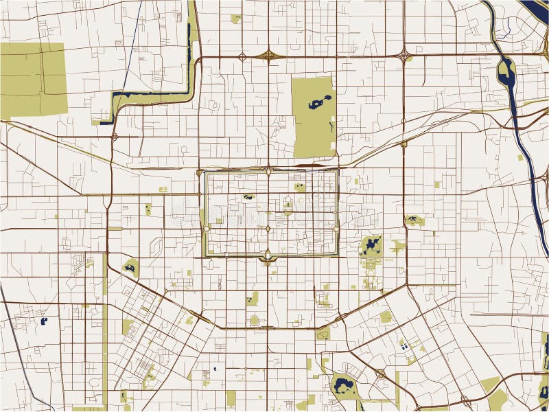 Map of the City of Xian, China Stock Vector - Illustration of ...
