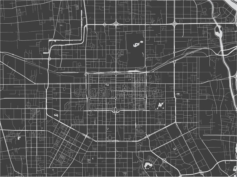 Map of the City of Xian, China Stock Illustration - Illustration of ...