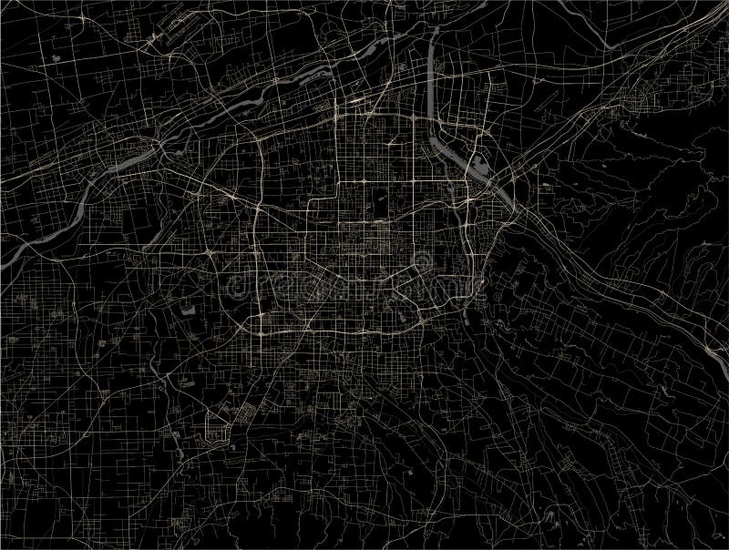 Map of the City of Xian, China Stock Illustration - Illustration of ...