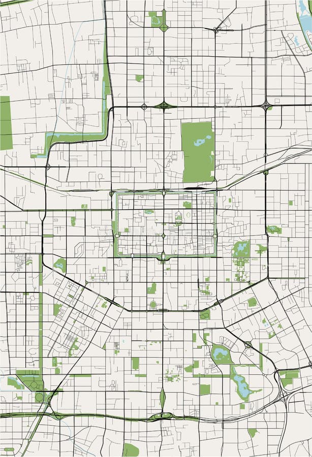 Map of the City of Xian, China Stock Illustration - Illustration of ...