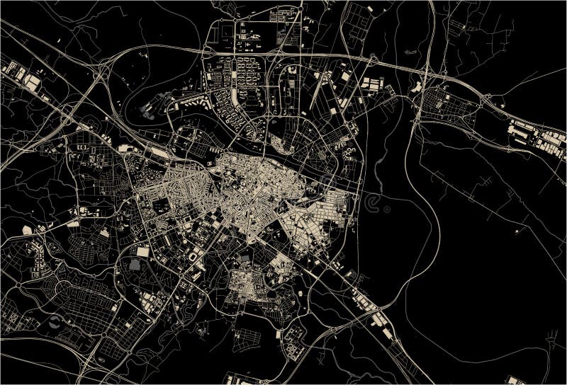 City Map Zaragoza, Monochrome Detailed Plan, Vector Illustration Stock ...