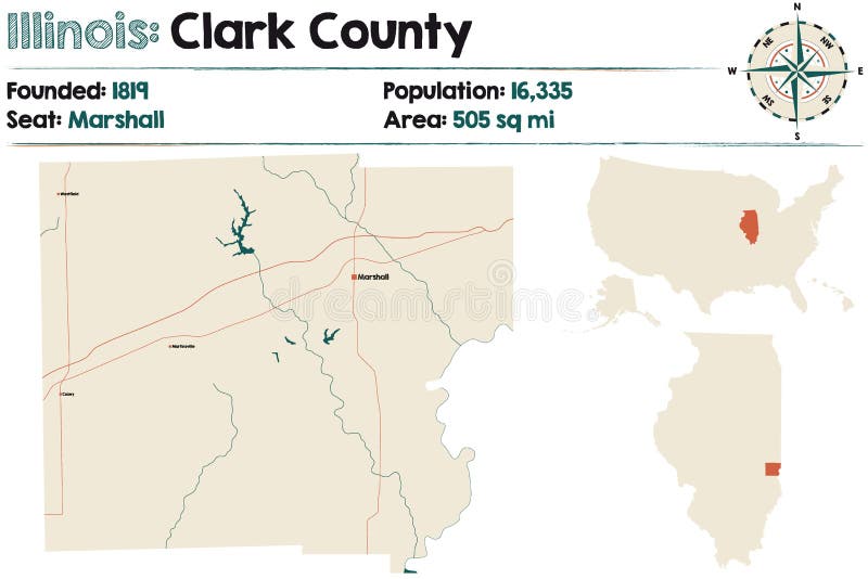 Map of Clark County in Arkansas Stock Vector - Illustration of blue ...