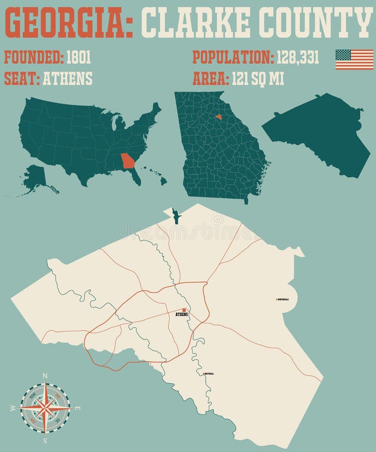 Clarke County Georgia Map Stock Illustrations – 23 Clarke County ...