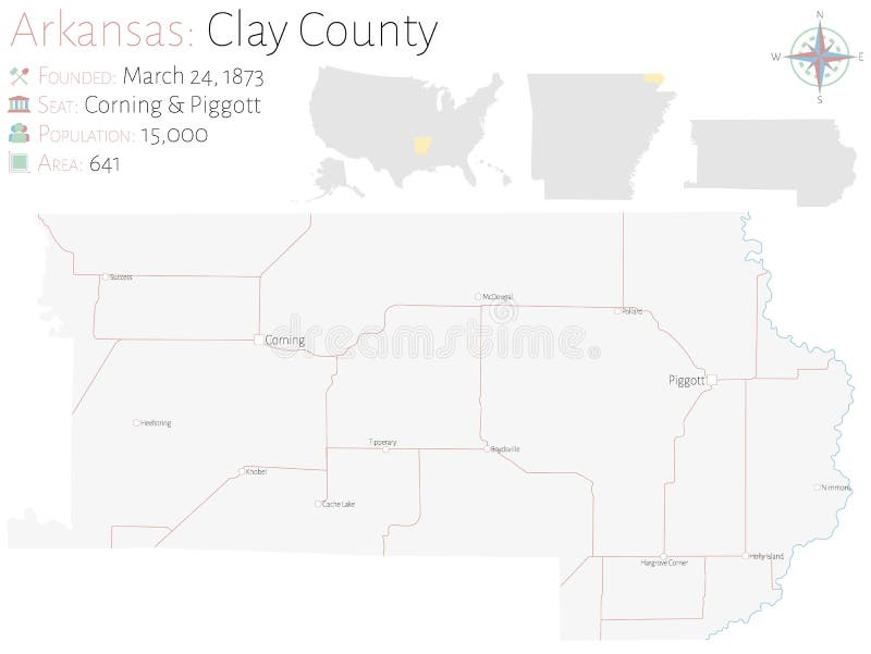Map of Clay County in Florida Stock Vector - Illustration of federal ...