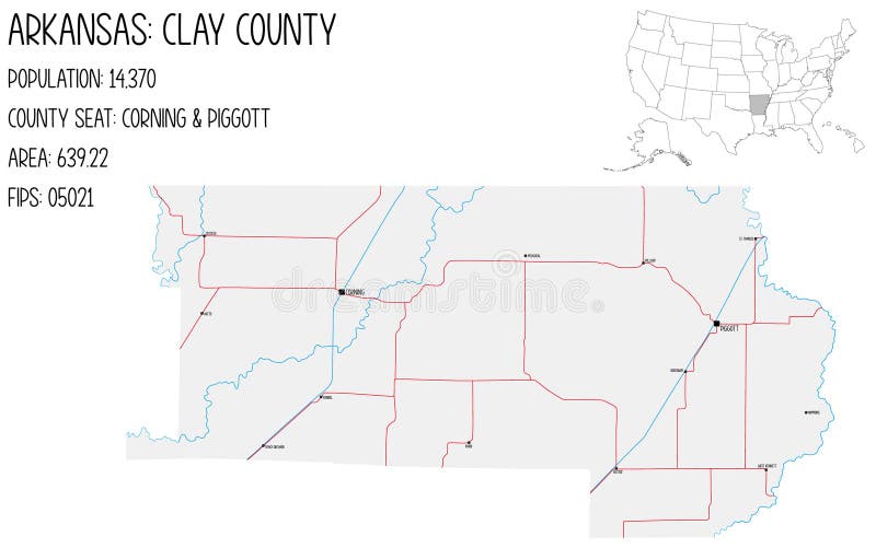 Map of Clay County in Florida Stock Vector - Illustration of geography ...