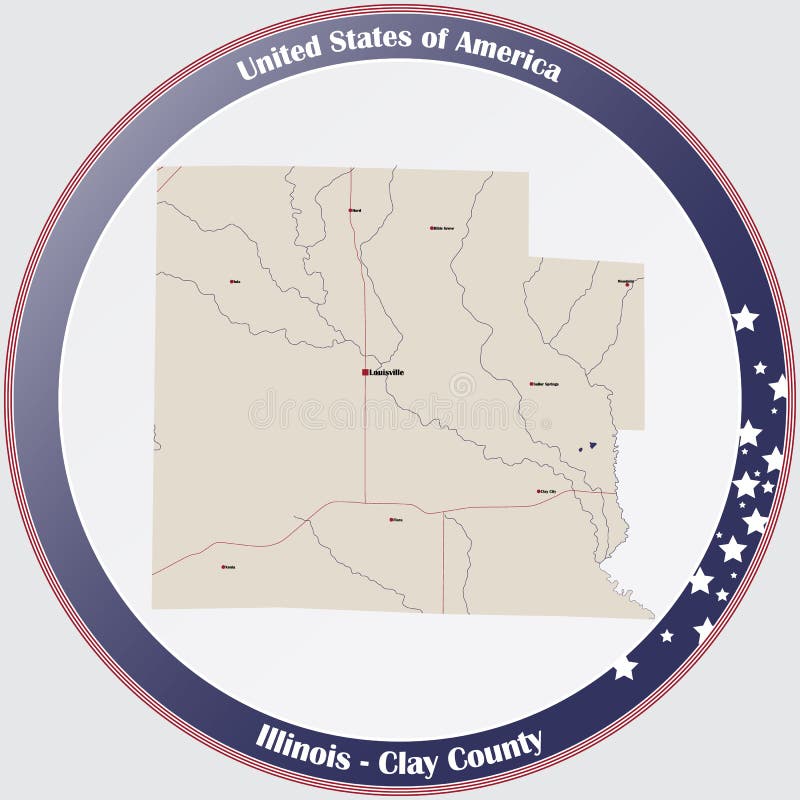 Map of Clay County in Illinois Stock Vector - Illustration of colors ...