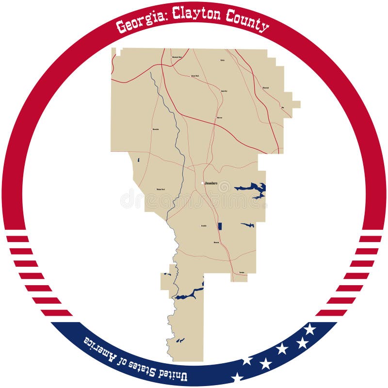 Map of Clayton County in Georgia, USA Stock Illustration - Illustration ...