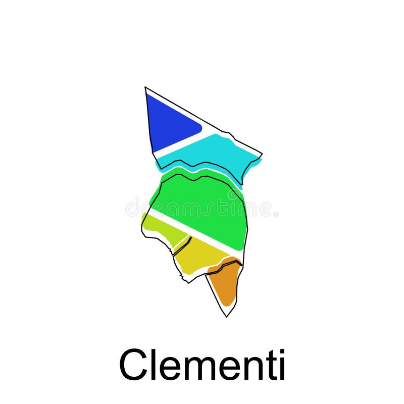 Map of Clementi Vector Design Template, National Borders and Important ...