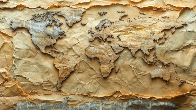 Map Collage Created from Book Pages Highlighting Geographical Locations ...
