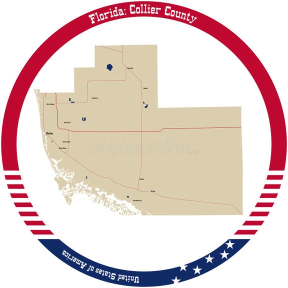 Map of Collier County in Florida, USA Stock Vector - Illustration of ...