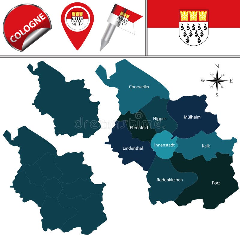 Map of Cologne, Germany stock vector. Illustration of kalk - 124040790