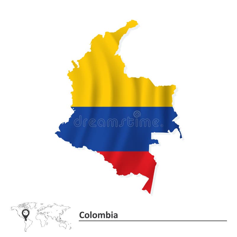 Map of Colombia with flag stock vector. Illustration of city - 125149187