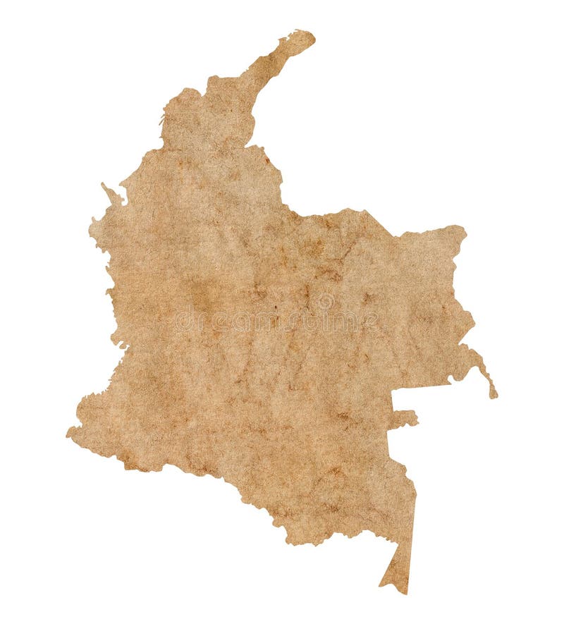 Map of Colombia on Old Brown Grunge Paper Stock Illustration ...