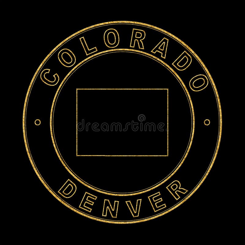 Map of Colorado, Golden Stamp Black Background Stock Illustration ...