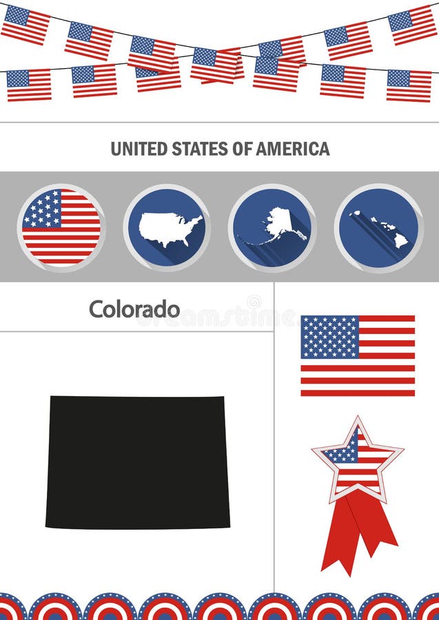 Map of Colorado. Set of Flat Design Icons Nfographics Elements W Stock ...