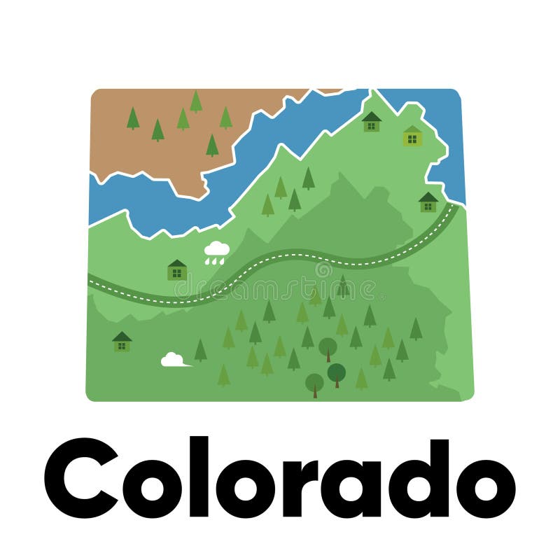 Map of Colorado Shape Cartoon Graphic Illustration Cartoon Style of ...