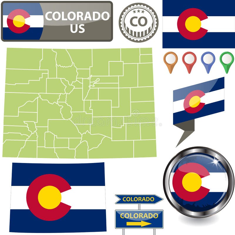 Map of Colorado, US stock vector. Illustration of country - 213137071