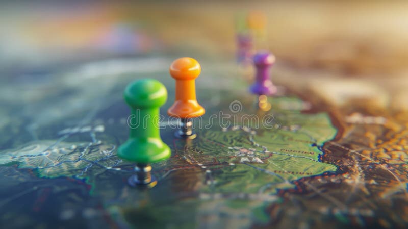 The Map with Colored Pins.AI Generated Image Stock Photo - Image of ...