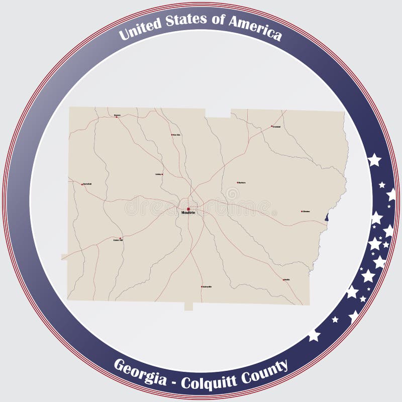Map of Colquitt County in Georgia Stock Vector - Illustration of ...