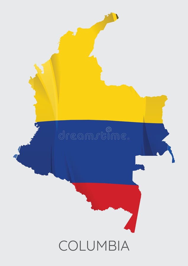 Map of Columbia with Flag As Texture Stock Vector - Illustration of ...