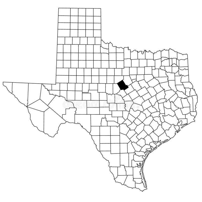 Map of Comanche County in Texas State on White Background. Single ...