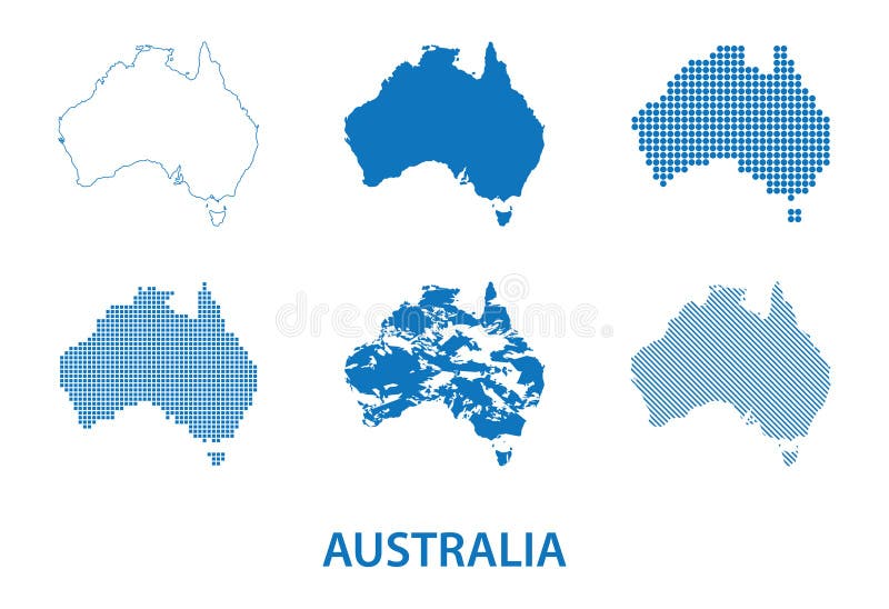Map of Commonwealth of Australia - Vector Set of Silhouettes in ...