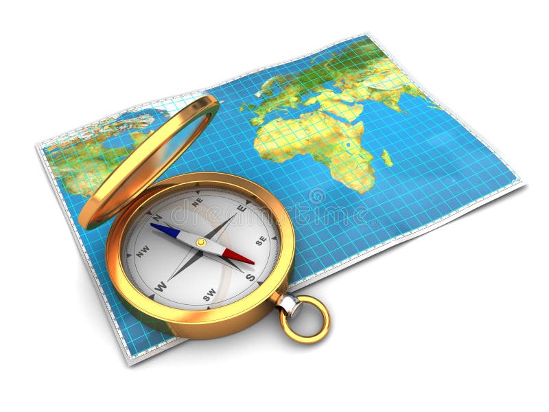 Map and compass stock illustration. Illustration of arrow - 14224076