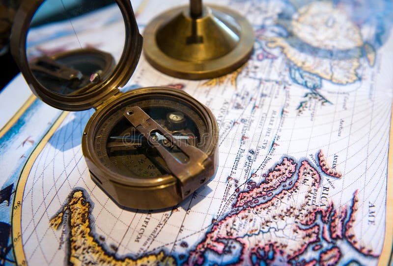 Old Map and Compass Concepts Stock Image - Image of compass, vintage ...