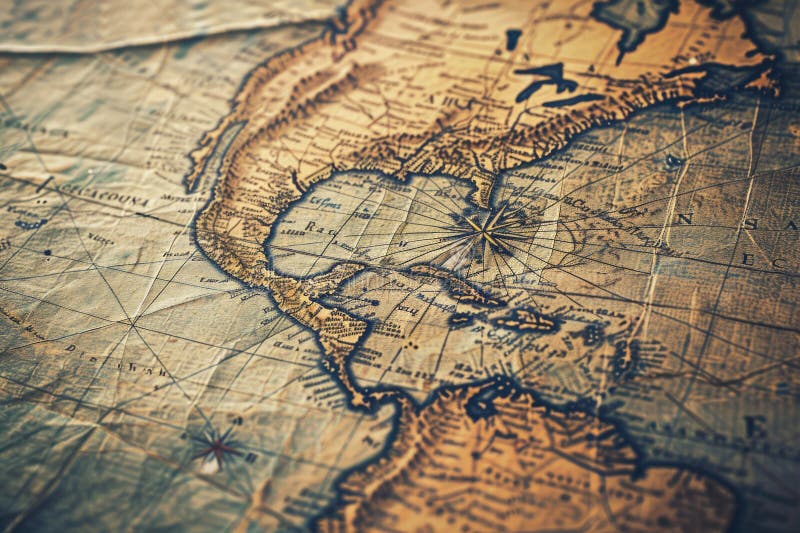 Map with Compass Close Up stock image. Image of navigation - 375300605