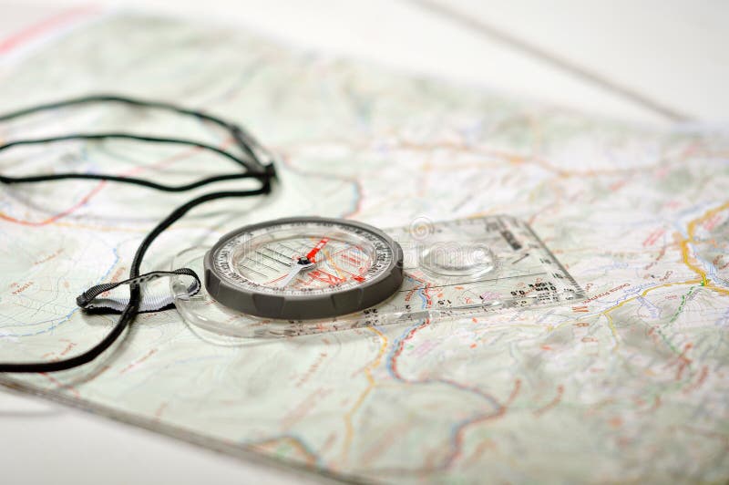Map and compass stock image. Image of topography, travel - 40798233