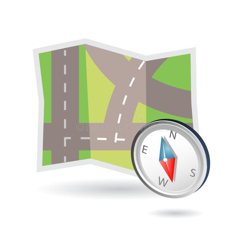 Map and compass icon stock vector. Illustration of route - 16094006
