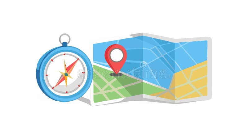 Map Compass Navigation Icon Vector Illustration, Travel Planning ...