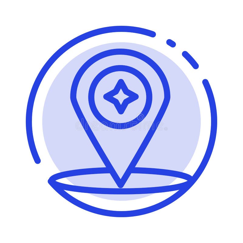 Map, Compass, Navigation, Location Blue Dotted Line Line Icon Stock ...