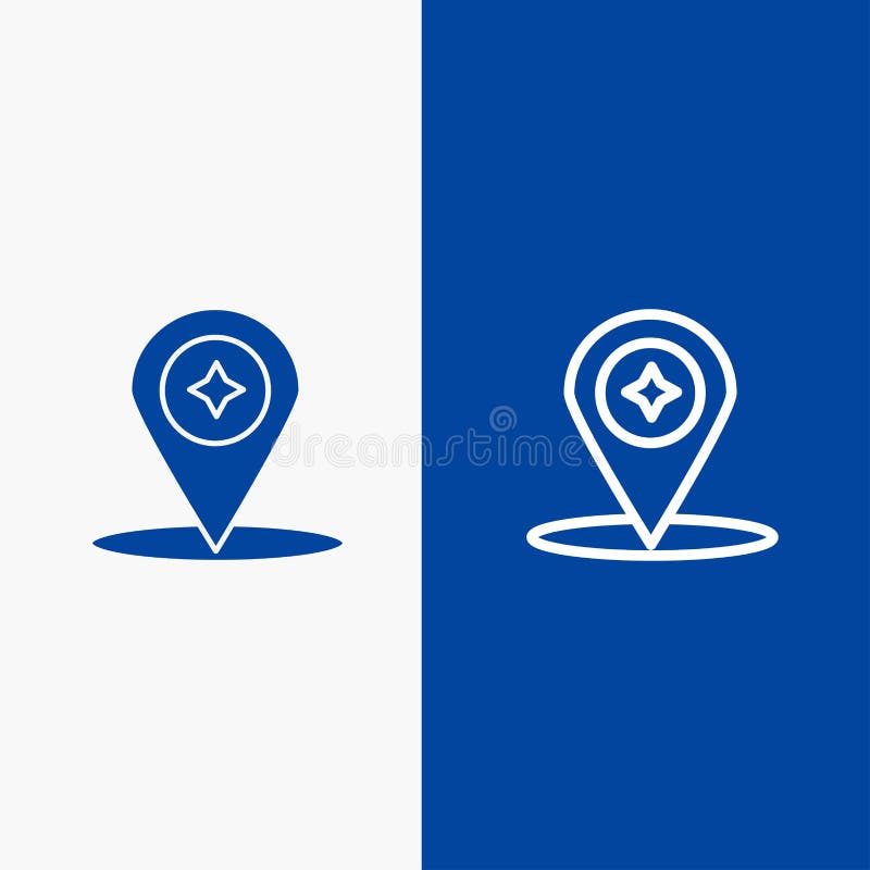 Map, Compass, Navigation, Location Line and Glyph Solid Icon Blue ...
