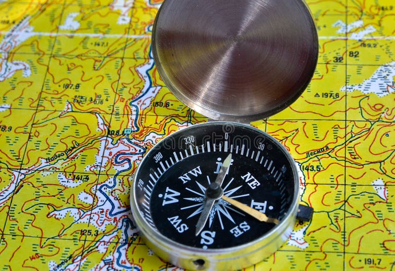 Map with compass. stock image. Image of plan, lost, journey - 82150339