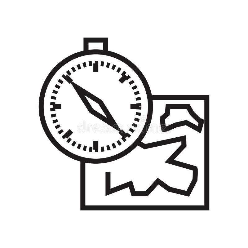 Map and Compass Orientation Tools Icon in Trendy Design Style. Map and ...
