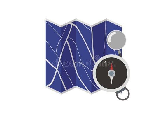 Map and Compass Simple Illustration Stock Vector - Illustration of ...