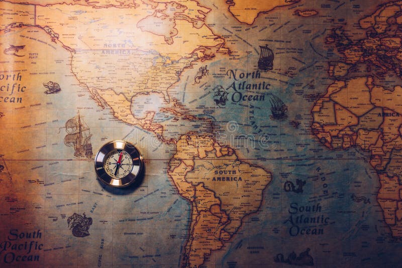 Map with Compass. Simple Navigation Tools To Orient in the World. the Map Used for Background is ...