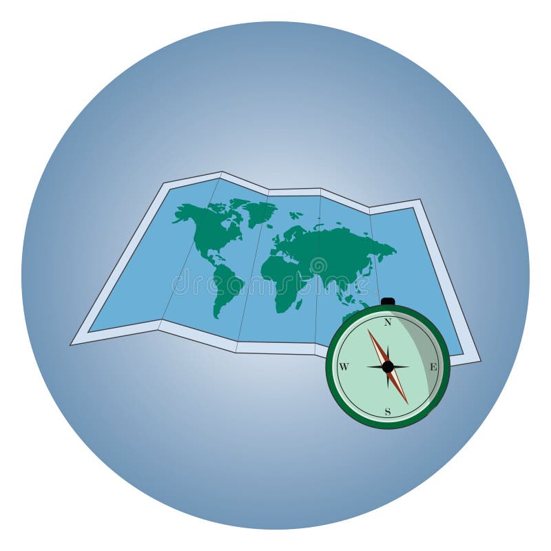 Map with Compass. Vector Illustration Decorative Design Stock Vector ...
